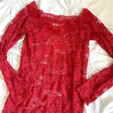Red Lace Mini Dress Long Top💫♥️ Prettiest Lace Mini Depop