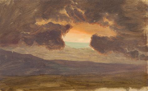 弗雷德里克·埃德温·丘奇（frederic Edwin Church）的《光秃秃的山丘上的日落》高清油画大图下载 弗雷德里克·埃德温·丘奇代表