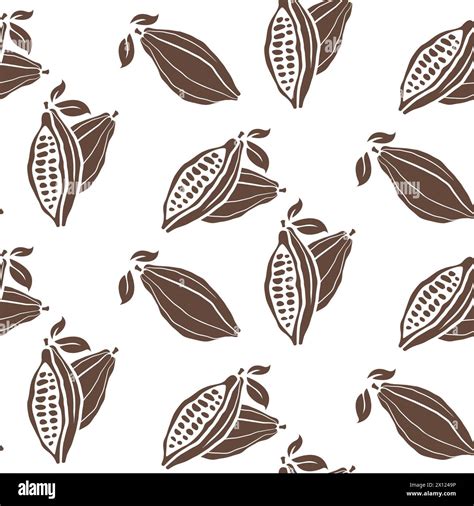Cacao Beans Pattern Vector Illustration Cocoa Hand Drawn Doodle