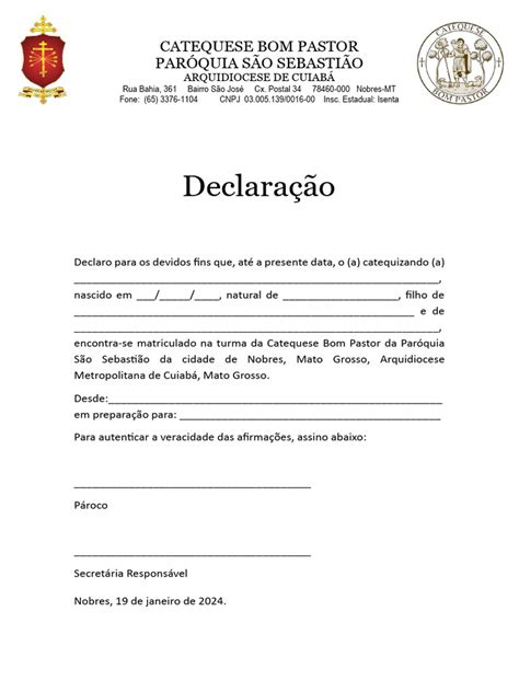Modelo De Declaracao Da Escola