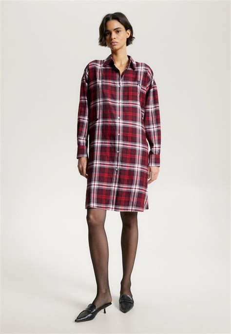 Tommy Hilfiger Tartan Oversized Blusenkleid Tommy Tartan Check Deep