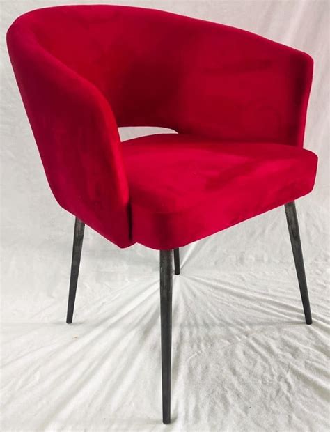 Salasar Crafts Modern Red Velvet Iron Chair For Home Back Style