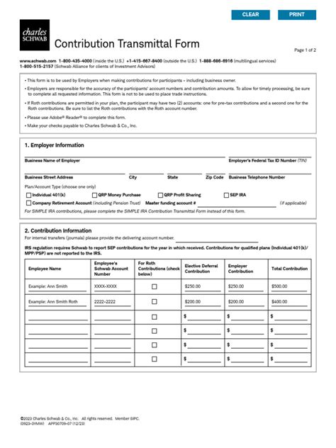 Contribution Transmittal Form Pdf 401k Individual Retirement
