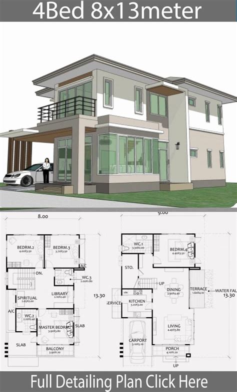Home Design Plan 7x15m With 5 Bedrooms Samphoas Plansearch Duplex
