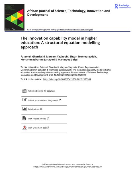 Pdf The Innovation Capability Model In Higher Education A Structural