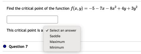 Solved Find The Critical Point Of The Function Chegg