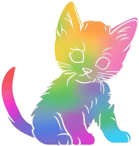 Premium Psd A Cat With A Rainbow Colored Tail And A Colorful Cat On