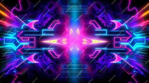 Neon Background With Neon Luminous Pattern Ai Generated Premium Ai