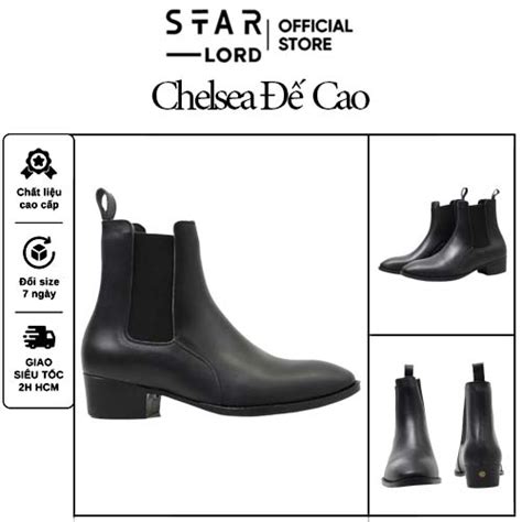 Giày Chelsea Boot Nam Starlord Sl1121 Màu đen đế Cao 5cm High Heels