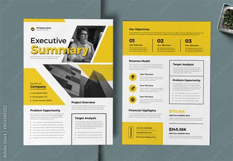 Executive Summary Report Template สตอกเทมเพลต Adobe Stock