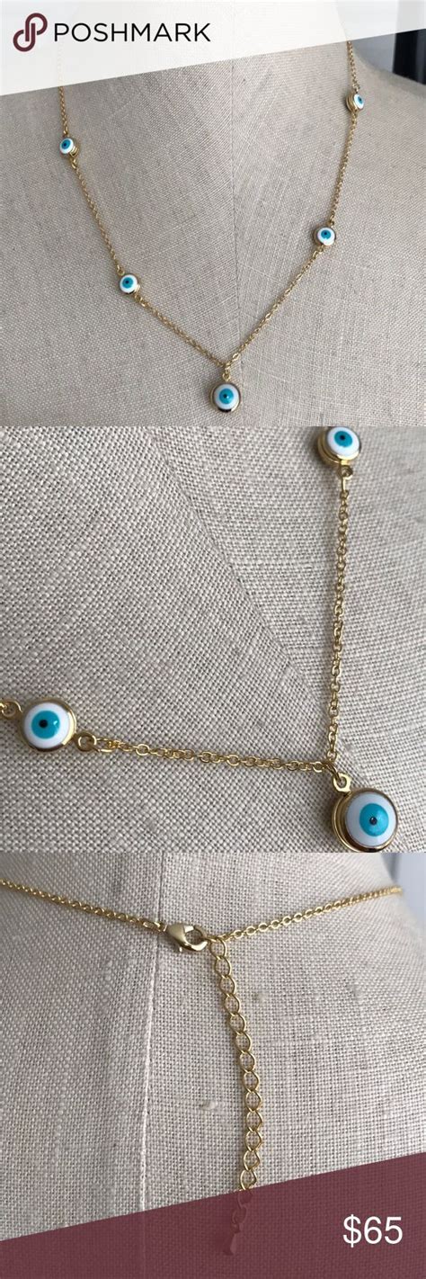 Gold Plated Evil Eye Necklace Five Beautiful Charms On This Never Worn
