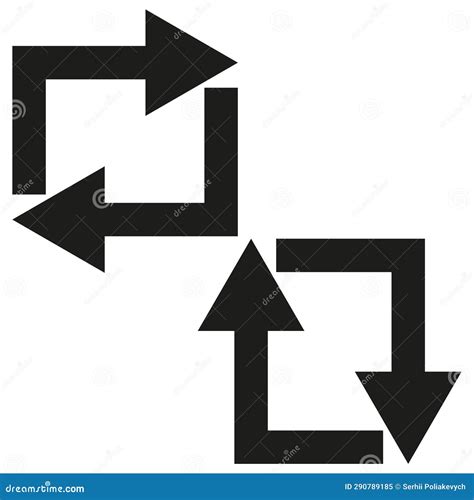 Square Cyclic Rotation Icon Arrow Sign App Element Technology Concept Line Design Vector