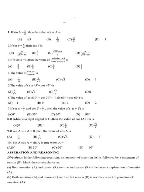 Trigonometry Worksheet Pdf
