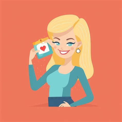 Premium Photo Cartoon Woman Holding A Cell Phone And A Heart On It