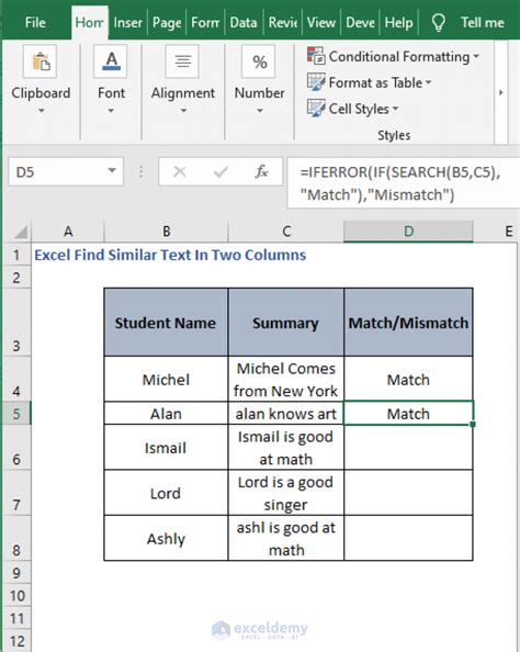 excel find similar text in two columns 3 ways exceldemy