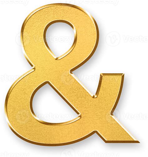 Gold Ampersand Icon 3d Glossy Golden Symbol With Metallic Shine And