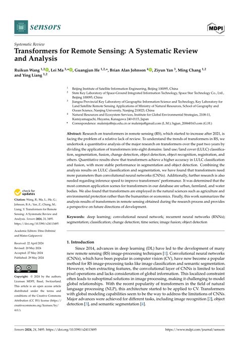 Pdf Transformers For Remote Sensing A Systematic Review And Analysis