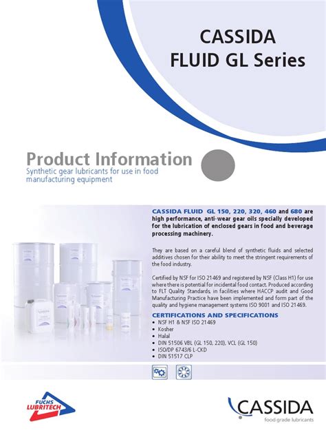 Tds Cassida Fluid Gl Series Eng Pdf Lubricant Materials