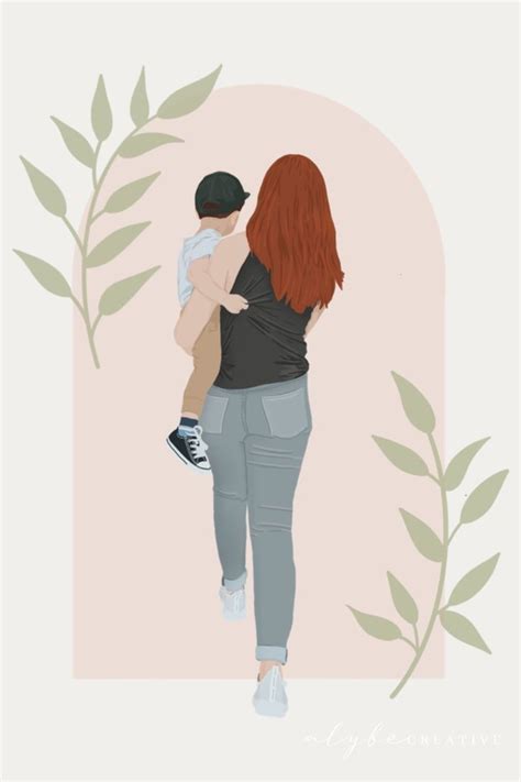 Mom And Son Digital Illustration In 2024 Custom Illustration