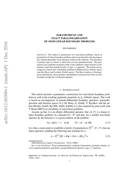 Pdf Parametrices And Exact Paralinearization Of Semi Linear Boundary Problems