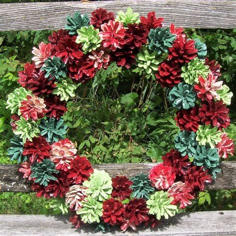 Peacock Inspired Pine Cone Wreath Colorful Pinecone Wreath Etsy