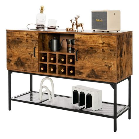Costway Sideboard Küchenschrank Mit Ablage And Fächern Holz 120x40x85cm
