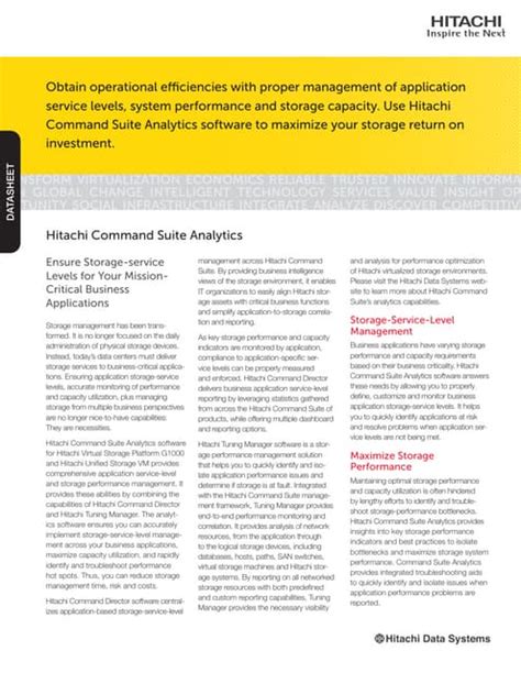 Hitachi Command Suite Data Analytics Datasheet Pdf