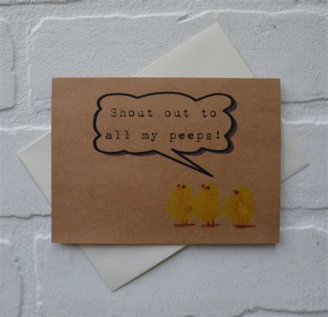 Shout Out To All My Peeps Chicken Card Happy Easter Card Funny Etsy