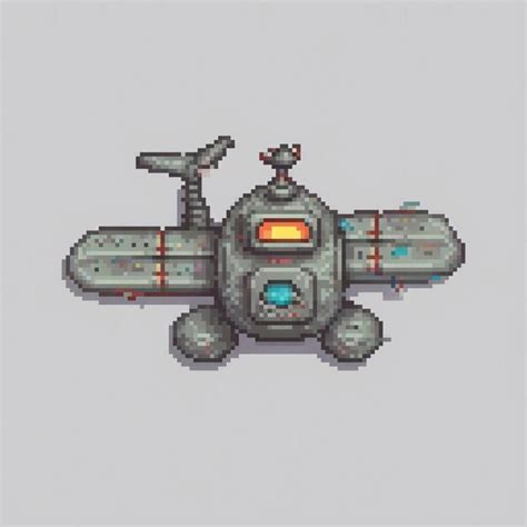 Retro Spaceship Pixel Art On A Dark Backdrop Premium Ai Generated Image