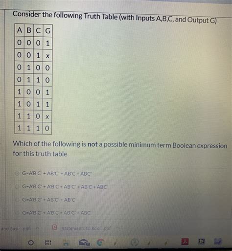 Solved Consider The Following Truth Table With Inputs Chegg
