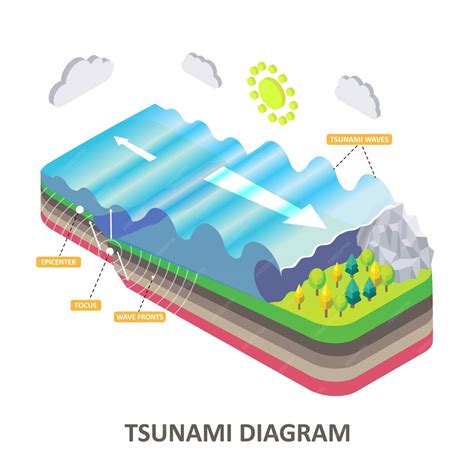 Premium Vector Tsunami Seismic Sea Wave Vector Isometric Diagram