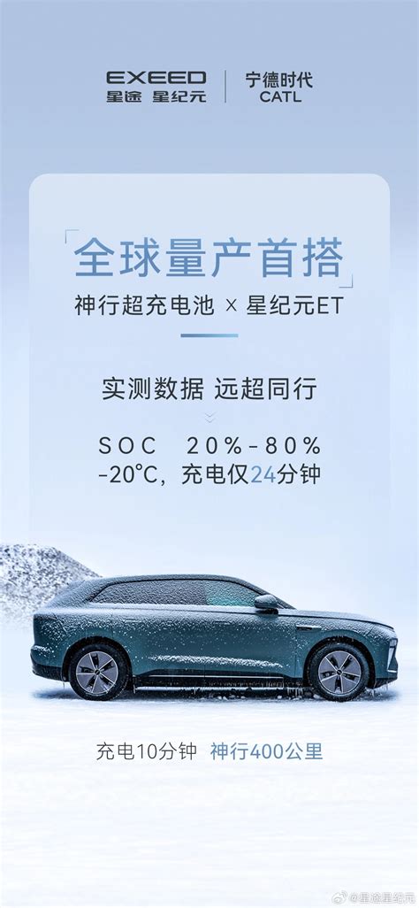 奇瑞星途星纪元 Et 汽车全球首搭宁德时代神行超充电池 Donews汽车