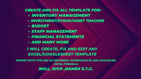 Create Fix Any Excel Or Googlesheet Template Inventory Investment Kpi