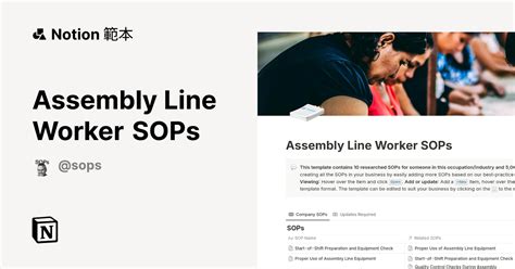由 Sops 建立的 Assembly Line Worker Sops 範本 Notion Marketplace
