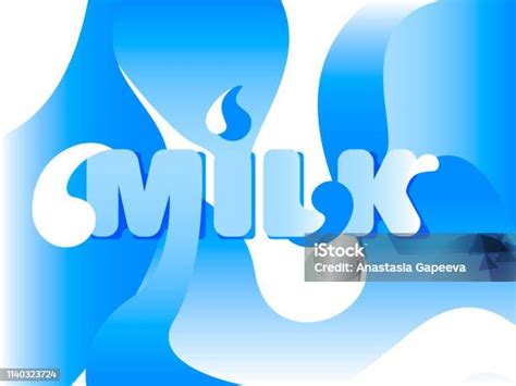 추상적 인 파란색과 흰색 파도와 우유 레터링 벡터 일러스트입니다 0명에 대한 스톡 벡터 아트 및 기타 이미지 0명 계절 농장 Istock