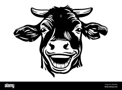 Happy Holstein Smiling Cow Head Logo In Vintage Style Vector