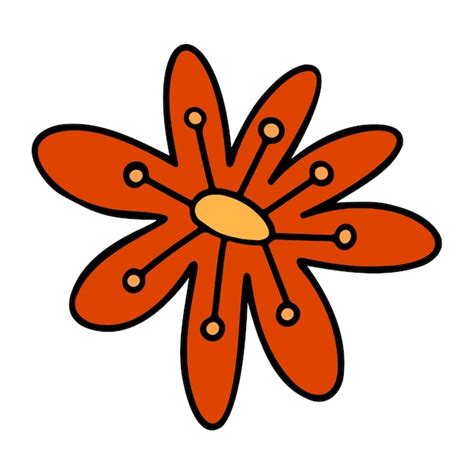 Retro bunte gänseblümchen blumenillustartion vintage ausgefallene orangefarbene blume der er