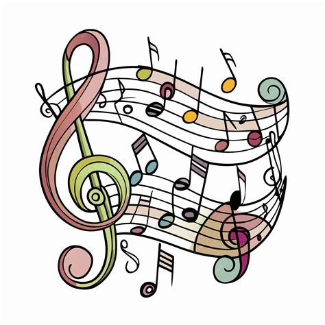 Premium Vector Colorful Treble Clef And Music Notes On Staff