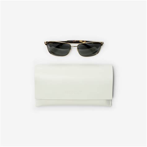 Metal Shield Rectangular Sunglasses In Gold Men Burberry® Official