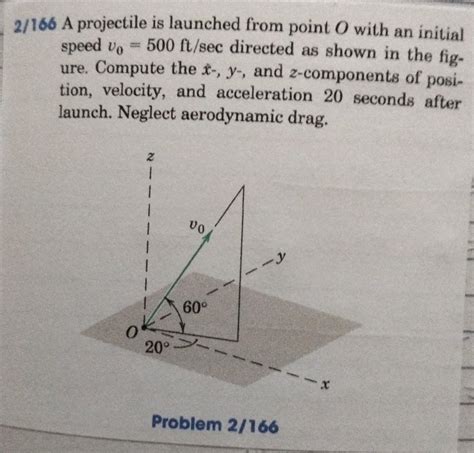 Solved A Projectile Is Launched From Point O With An Chegg