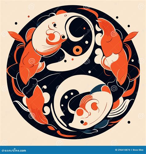 Couple Of Koi Fish In A Circle Vector Illustration Stock Vector Illustration Of Oriental