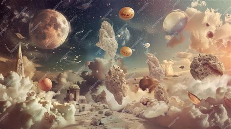 surreal dreamscape with floating objects mystical passover nature