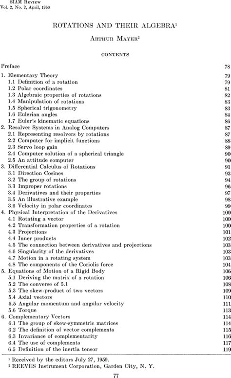 Rotations And Their Algebra Siam Review