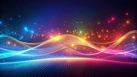 Abstract Vibrant Energy Waves And Glowing Particles Background Generative Ai Stock Illustration