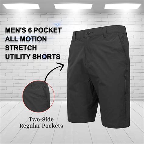 4 Pack Of Men S 6 Pocket All Motion Stretch Utility Shorts Black