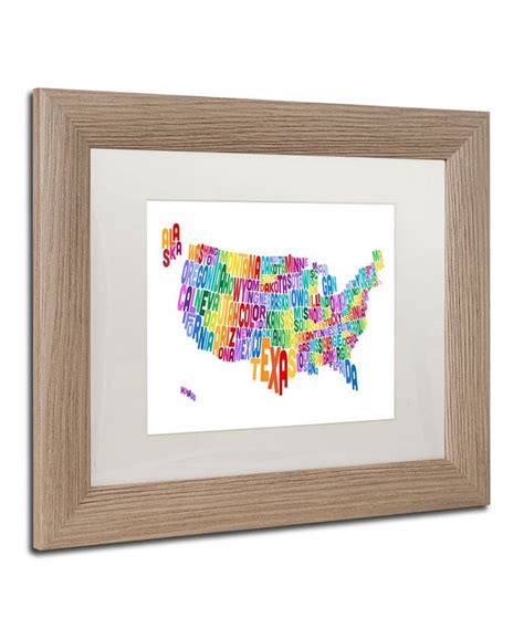 Trademark Global Michael Tompsett Us Typography Text Map Matted Framed Art 11 X 14 Macys