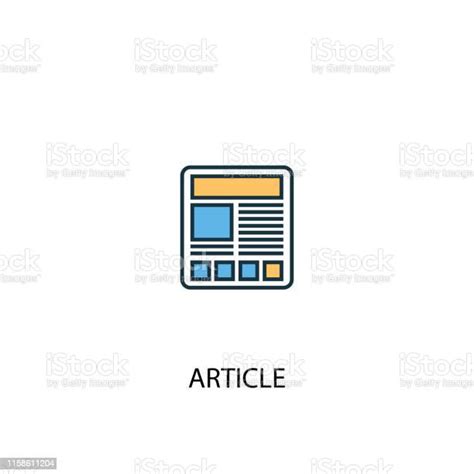 기사 개념 2 컬러 라인 아이콘입니다 간단한 노란색과 파란색 요소 그림입니다 문서 개념 개요 기호 디자인 0명에 대한 스톡 벡터