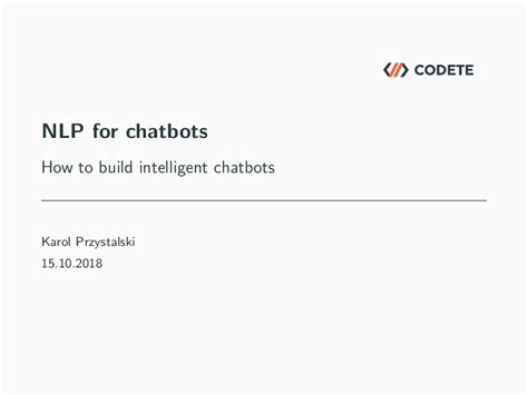 nlp for chatbots speaker deck