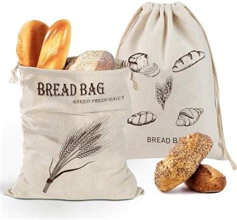 Oiotuyi Pcs Natural Linen Bread Bags For Homemade Bread X Cm