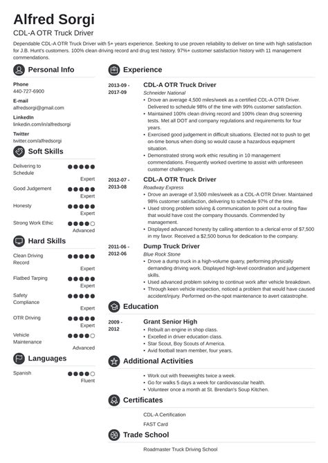 Truck Driver Sample Resume